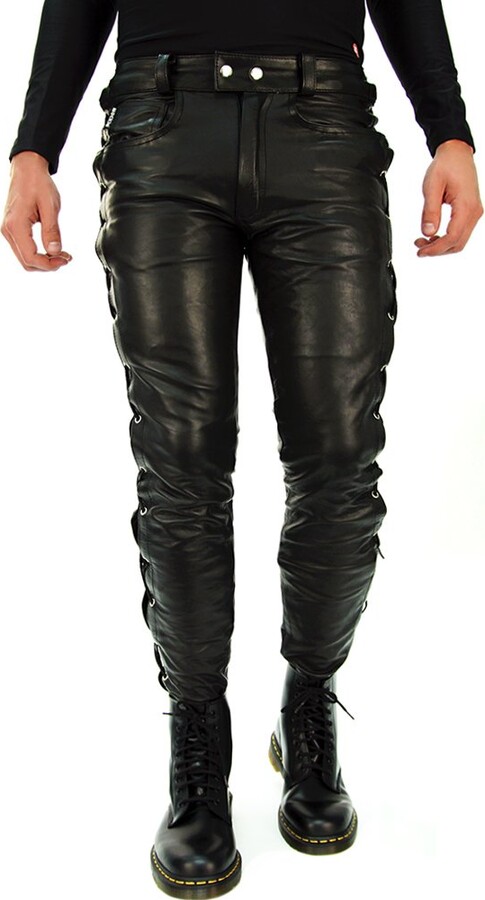 Bockle® 1991 lace-up Leather Pants Men Smooth Leather Black - ShopStyle ...