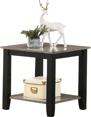 Rasoo Rubber Wood End Table With Metal Hardware Pulls One Pull-Out ...