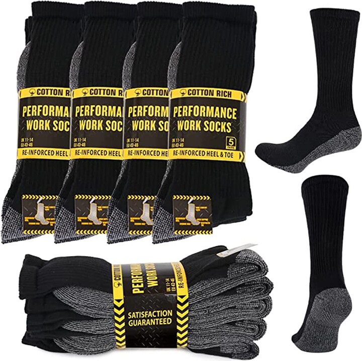 DreamNights Men Work Socks – Black Heavy Duty Thick Work Socks for Men ...