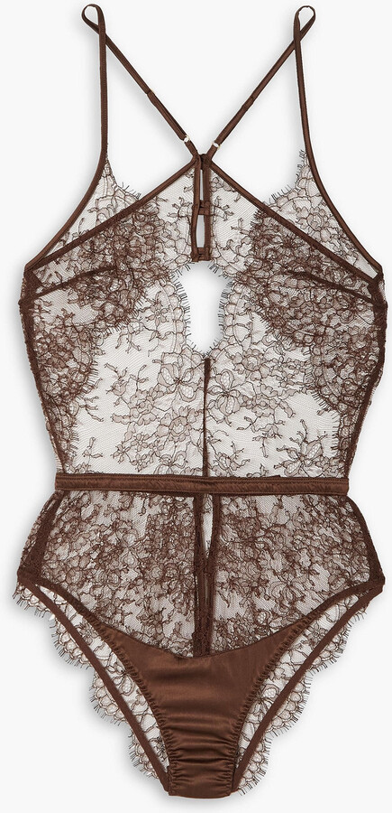 Coco de Mer London Mickalene scalloped silk-trimmed Chantilly lace ...