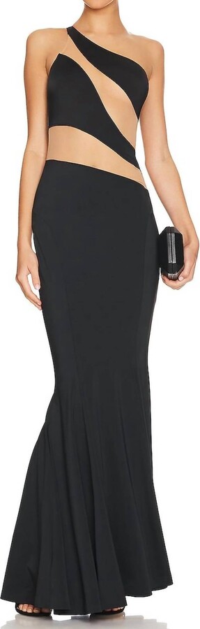 Norma Kamali Snake Mesh Fishtail Gown In Black And Nude - ShopStyle ...