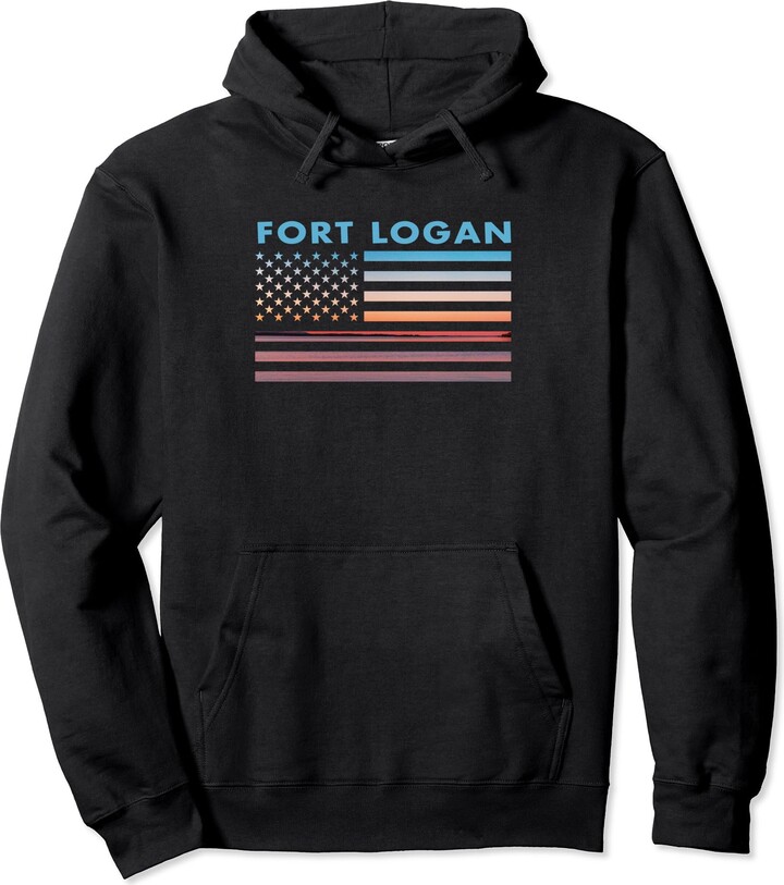 Fort Logan, MT Patriotic American Vintage Sunset American Flag Fort ...