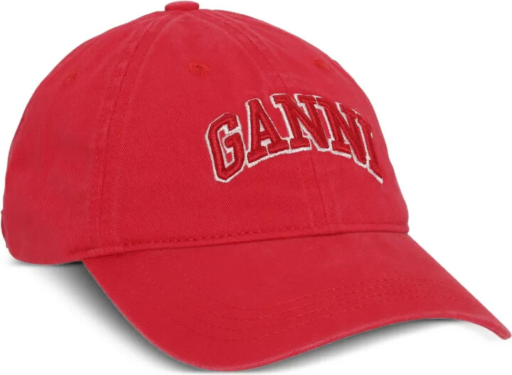Ganni Logo-Embroidered Cap - ShopStyle Hats