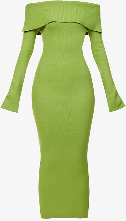 Pretty Lavish Womens Green Soreya Slim-fit Knitted axi Dress - ShopStyle