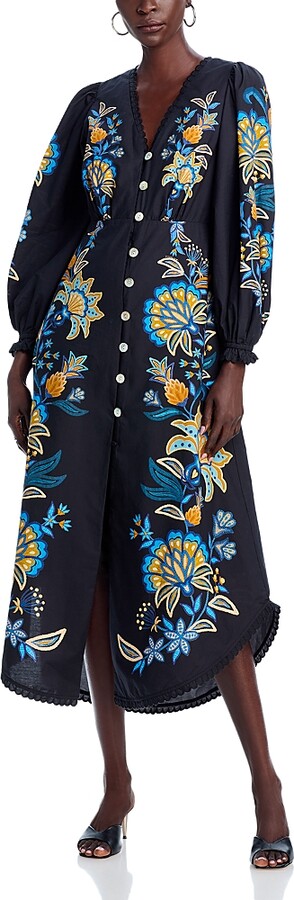 Farm Rio Stitched Garden Midi Dress - ShopStyle