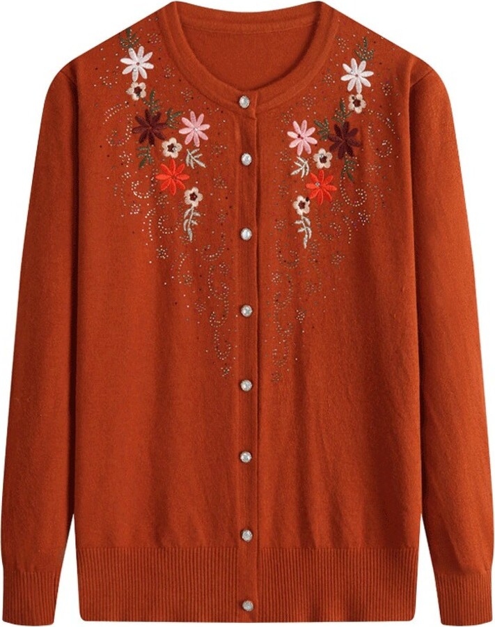 GSAEIMCT Woman's Chunky Warm Cashmere Grandma Cardigan - Caramel Cable ...