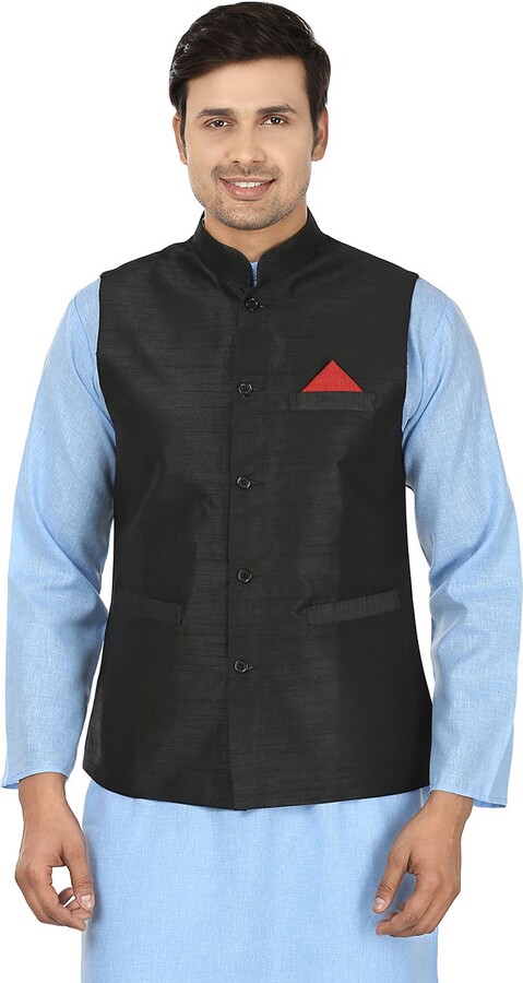 Maple Clothing Men's Traditional Indian Nehru Jacket Silk Sleeve Less ...
