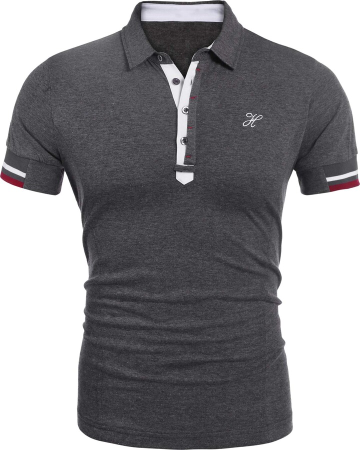 COOFANDY Men's Casual Solid Polo Shirts Fashion Collared Polo Tees ...