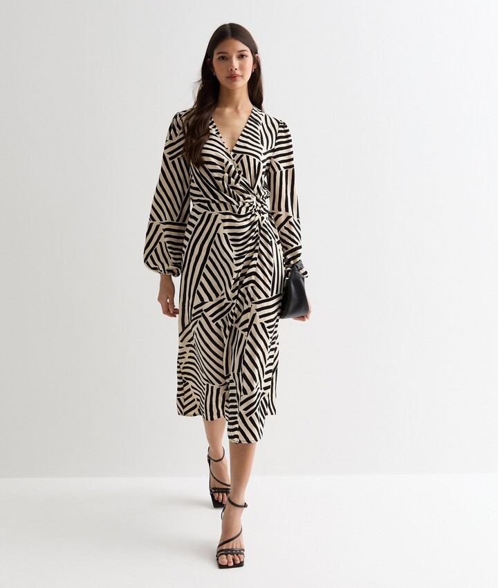 Women's Geometric Stripe Wrap Midi Dress Gini London - ShopStyle