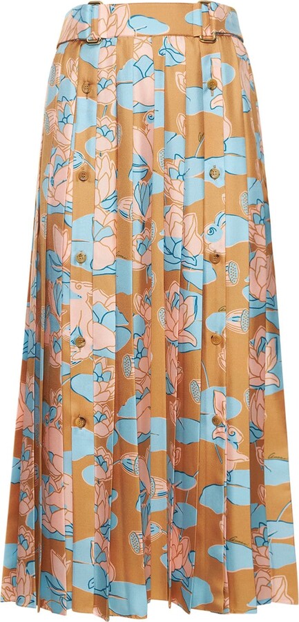 Gucci Rabbits printed silk midi skirt - ShopStyle
