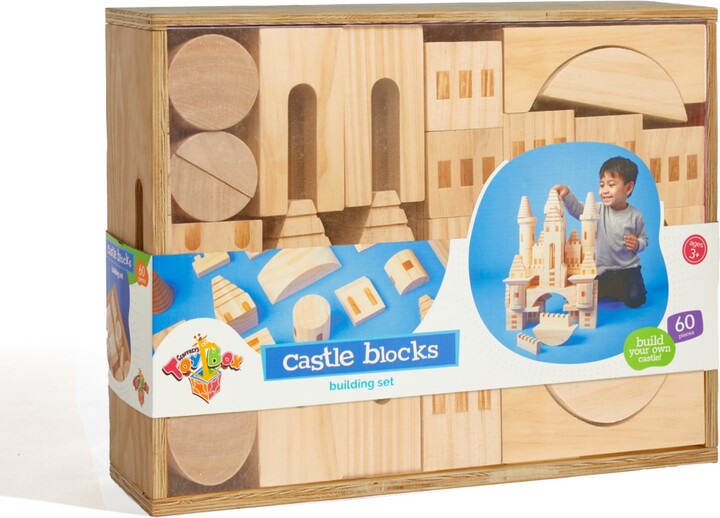 Geoffrey's Toy Box Solid Pine Wooden Castle Block Play Set, Created for ...