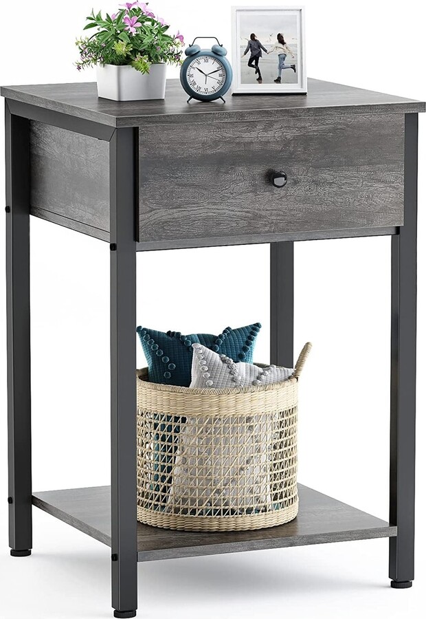 Global Pronex Nightstand White End Table Side Table with Drawer and ...