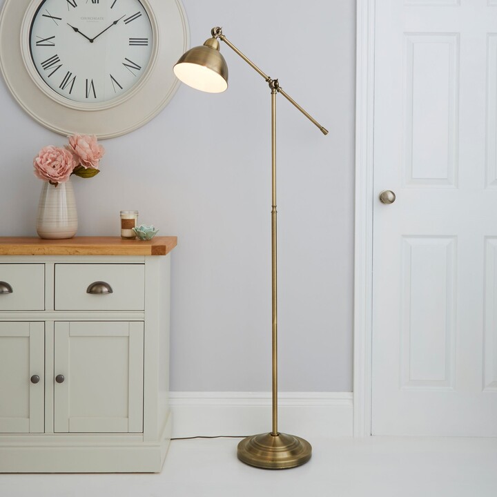 Dunelm Lever Arm Antique Brass Floor Lamp Antique Brass - ShopStyle