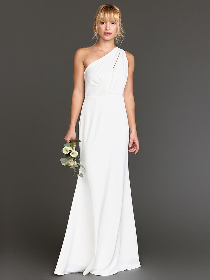 Women's One-Shoulder Cutout Satin Maxi Dress - Lena White - ShopStyle