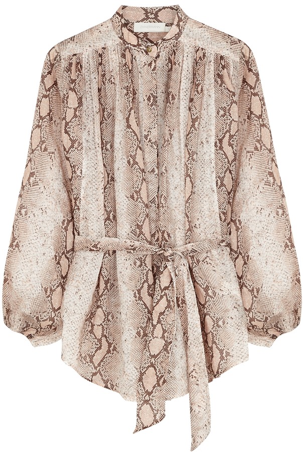 Zimmermann Bellitude python-print ramie blouse - ShopStyle Tops