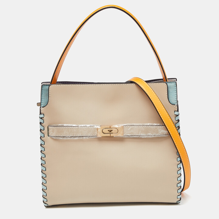 Tory Burch Multicolor Leather and Suede Small Lee Radziwill Whipstitch ...