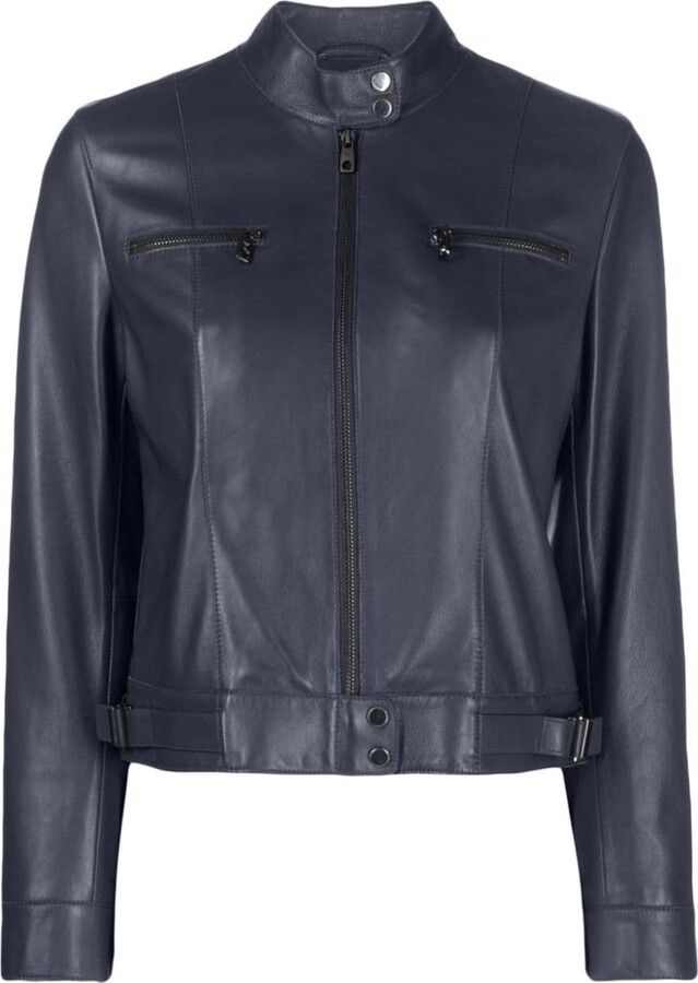 EA7 Emporio Armani Leather jacket - ShopStyle