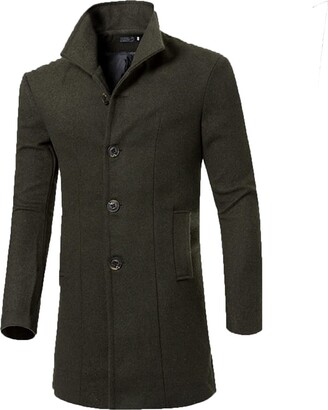 Generic Trench Coat Men Single Breasted Wool Coat Warm Padded Overcoat ...