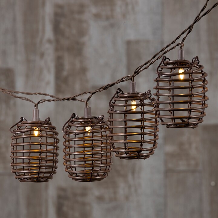 Everlasting Glow 12' Outdoor Solar Patio Light Strings With Rattan ...
