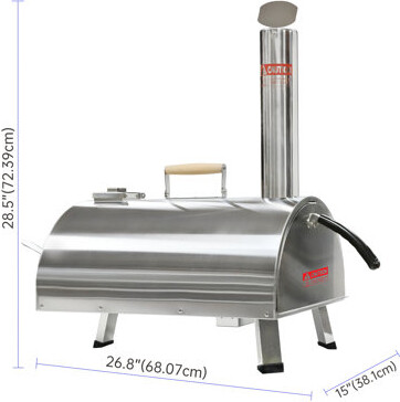 CRS APPLIANCES, Silver Pizza Oven Outdoor 12" Semi-Automatic Rotatable ...