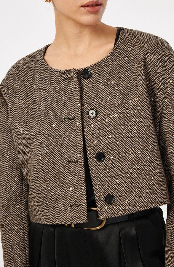 CAMI NYC Serrano Sequin Wool Blend Herringbone Crop Jacket - ShopStyle