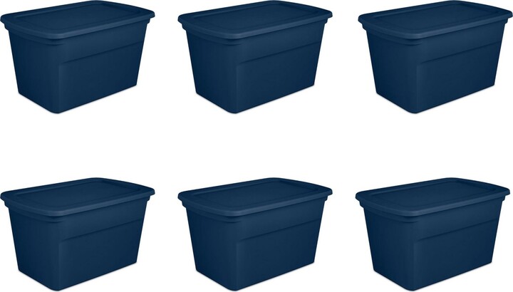 Sterilite Classic Lidded Stackable 30 Gal Storage Tote Container, Blue ...
