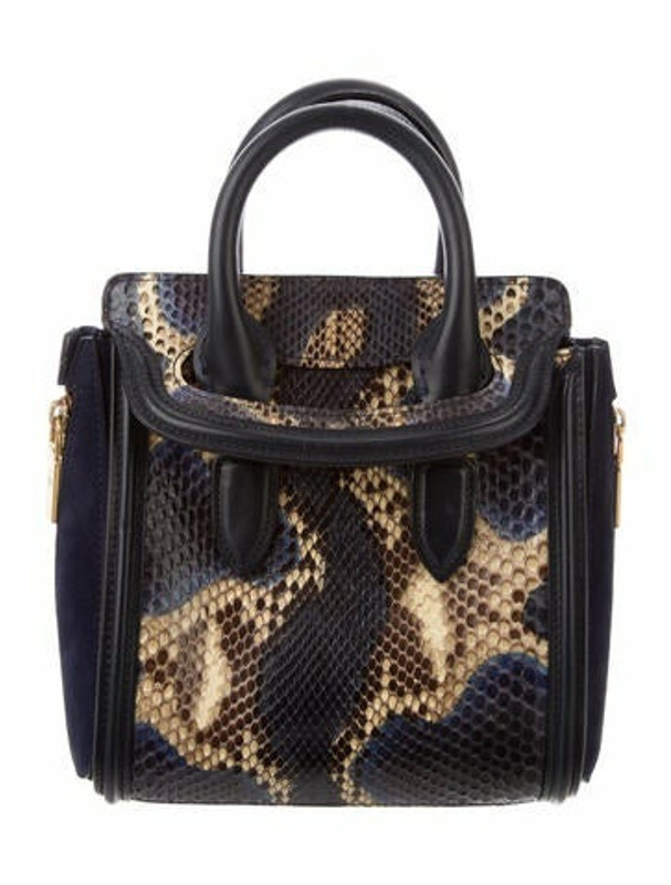 Alexander McQueen Python-Trimmed Suede Mini Heroine Navy - ShopStyle Bags