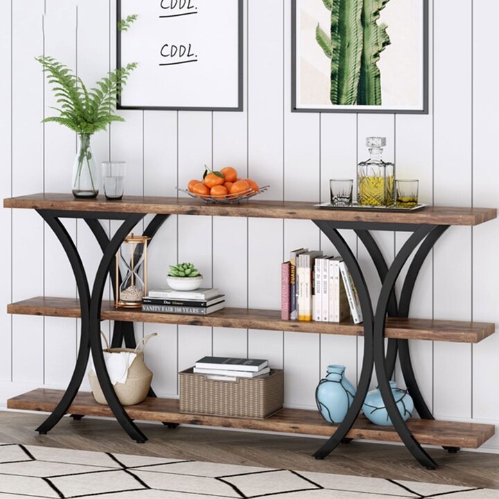 YUZHOU 70.8 Inch Narrow Console Table with 3 Tier Shelves - ShopStyle