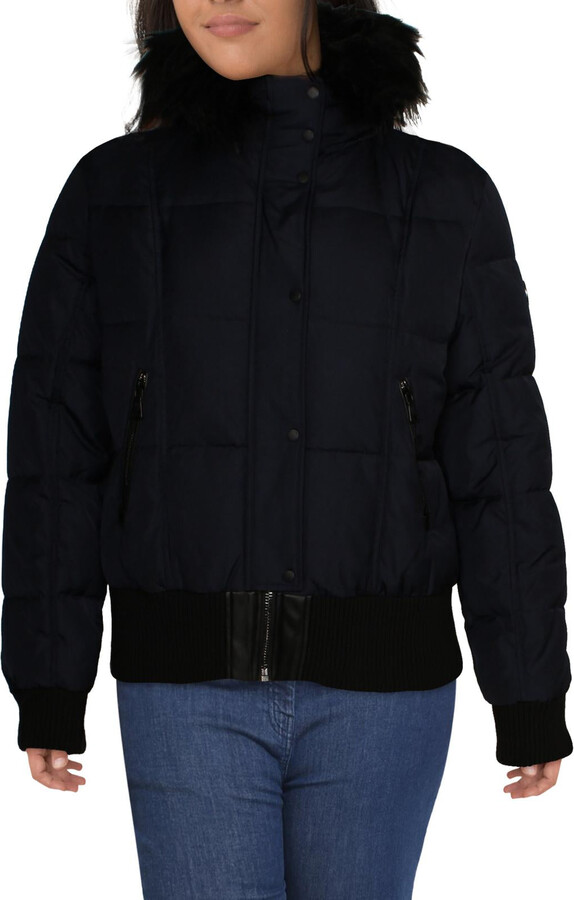 Vince Camuto Womens Faux Fur Cold Weather Bomber Jacket - ShopStyle