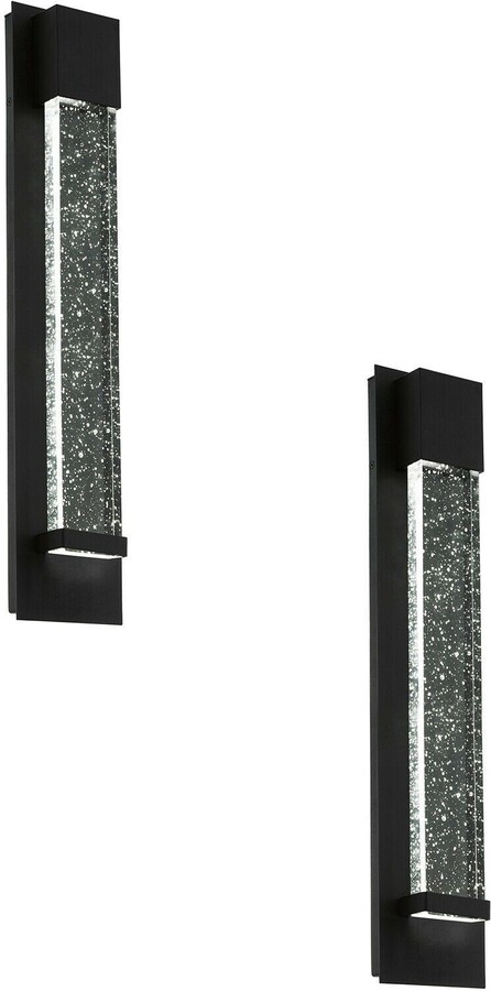 Loops 2 PACK IP44 Outdoor Wall Light Black Long Bubble Glass 3.3W LED ...