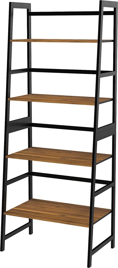 TONWIN Bookshelf Ladder Shelf 4 Tier Tall Bookcase Modern Open Book ...