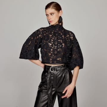 ACCESS FASHION Nancy Lace Cropped Blouse - ShopStyle Tops
