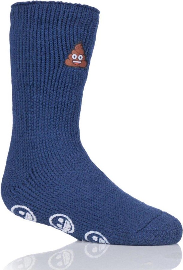 SOCKSHOP Heat Holders 1 Pair Emoji Poo Face Slipper Socks - ShopStyle