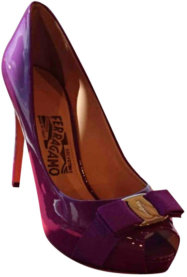 Salvatore Ferragamo purple Polyester Heels - ShopStyle Pumps