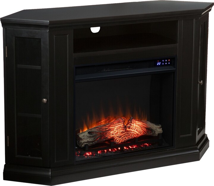 Southern Enterprises 48" Black Modern Style Triangular Electric Corner ...