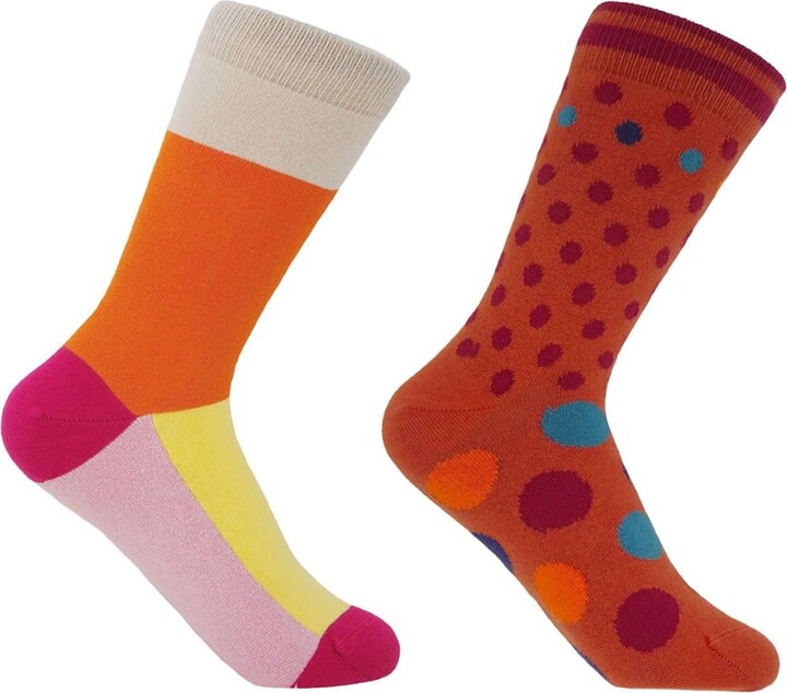 Peper Harow - Made in England Orange Victoria & Terracotta Mary Women's Socks 2 Pack - ShopStyle