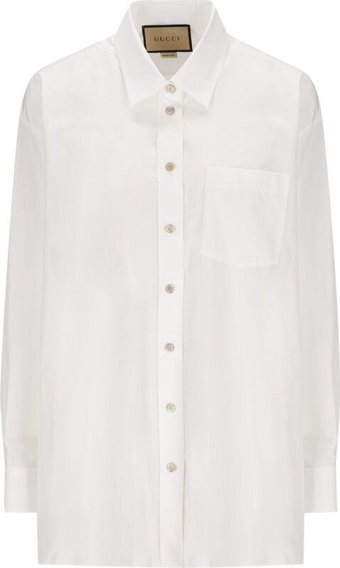 Gucci Logo Embroidered Buttoned Shirt - ShopStyle Tops