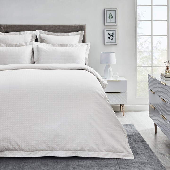 Dorma Purity Marlia White Cotton Jacquard Duvet Cover and Pillowcase Set White - ShopStyle