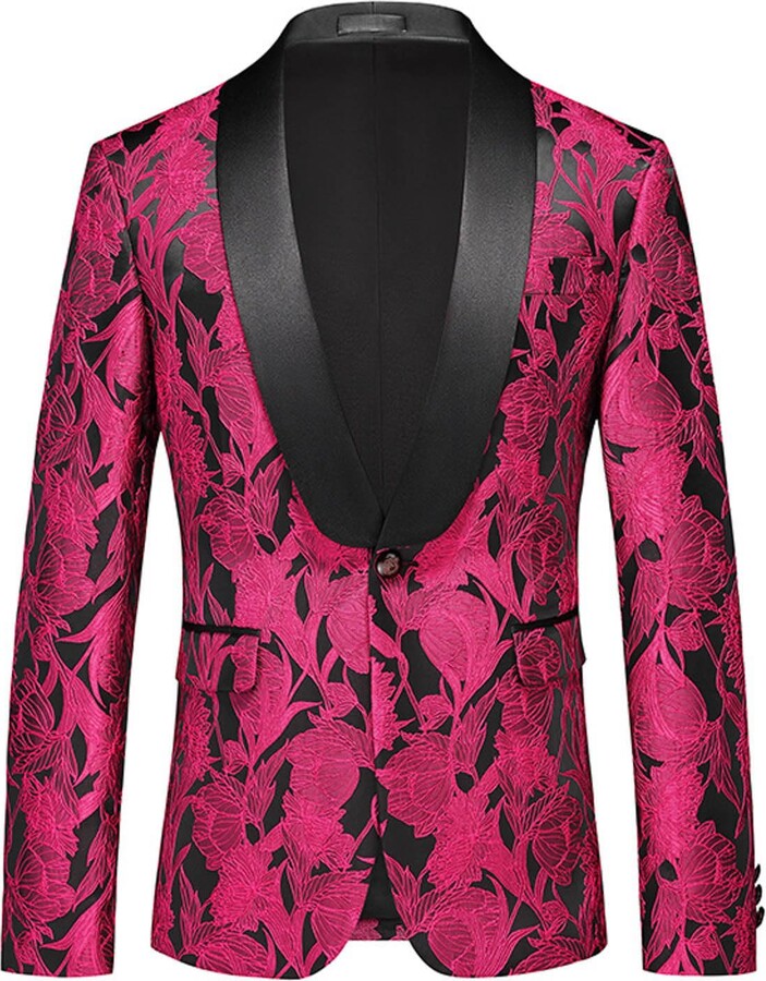 DGHM Men’s Soft Dinner Jacket Retro Tailored Fit Party Tuxedo Blazer ...