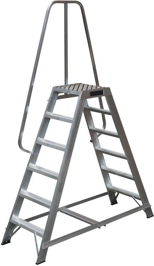 Loops 1.5m Heavy Duty Double Sided Fixed Step Ladders Safety Handrail ...