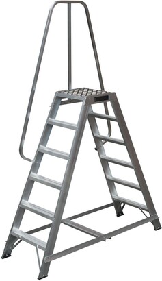 Loops 1.5m Heavy Duty Double Sided Fixed Step Ladders Safety Handrail ...