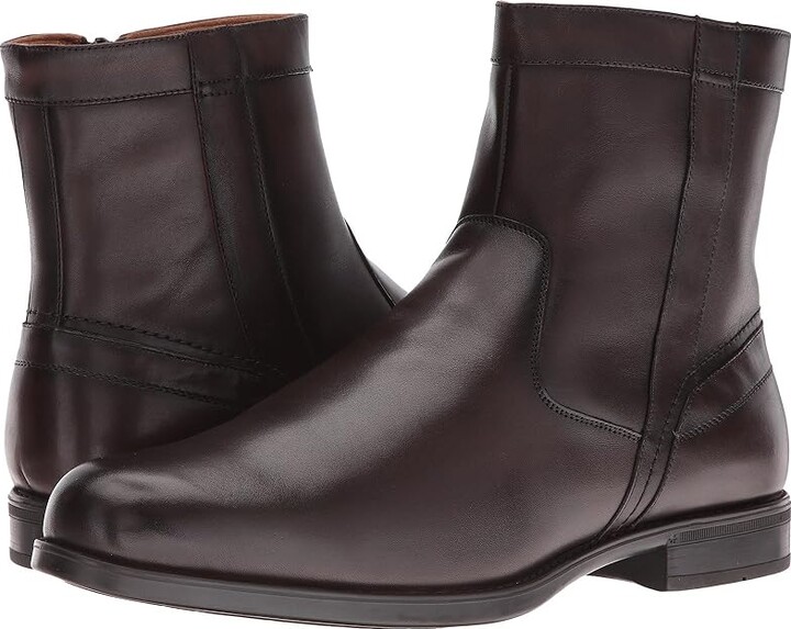 Florsheim Midtown Plain Toe Zipper Boot (Brown Smooth) Men's Dress Zip ...