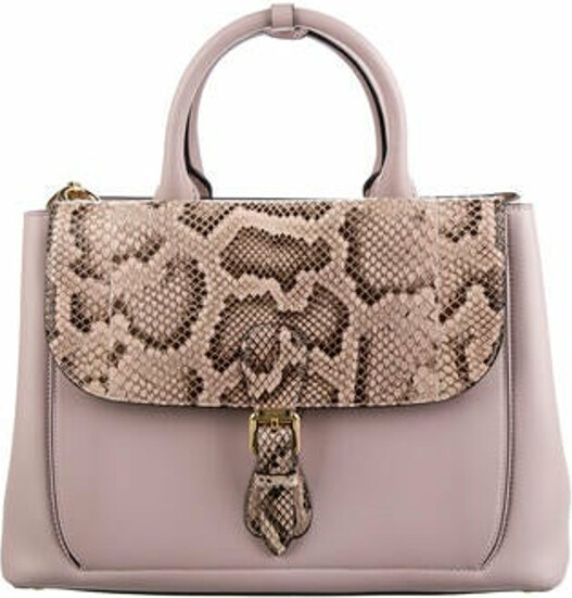 Burberry Leather Python-Trimmed Saddle Bag - ShopStyle