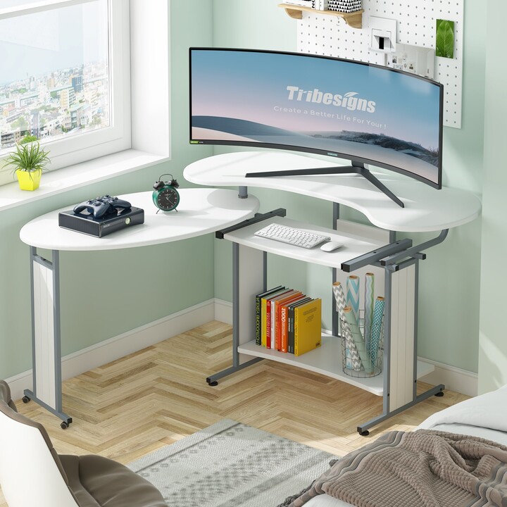 Bluebell L-Shaped Computer Desk, Rotating Corner Desk & Modern Office ...