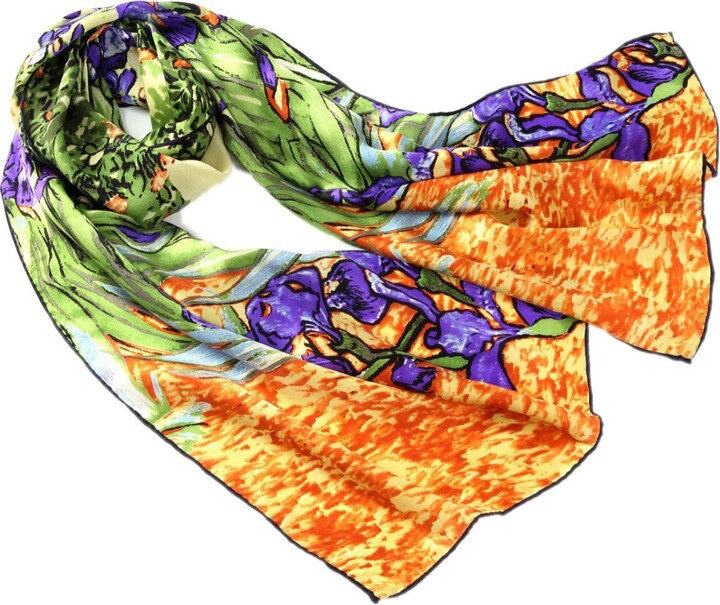 Prettystern Ladies 63" lang Art painting Pure Silk head-scarf Post ...