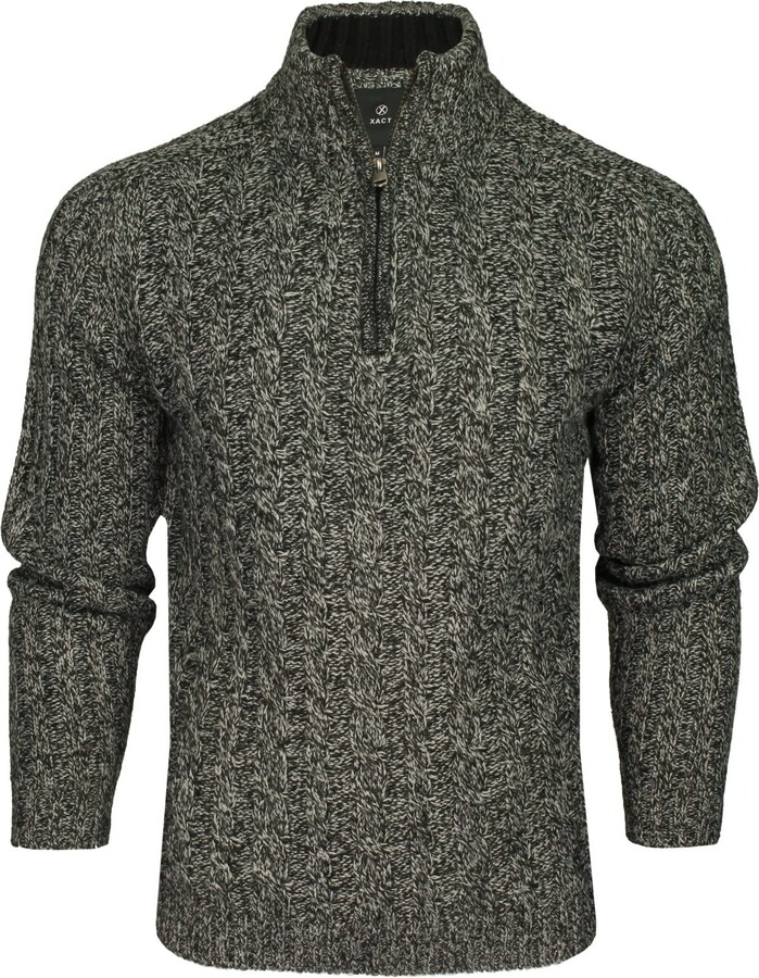 Xact Men's 1/4 Zip Funnel Neck Cable Jumper - ShopStyle Half-Zip Knitwear