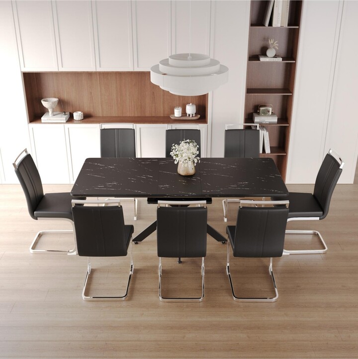 Simplie Fun Versatile & Spacious Mdf Dining Table with Black X-Shaped ...