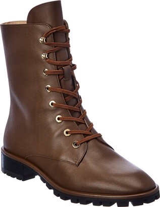 Stuart Weitzman Mila Lift Leather Combat Boots - ShopStyle