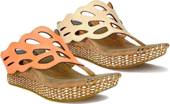 Modzori Troya Reversible Shoe In Mango/cream - ShopStyle Sandals