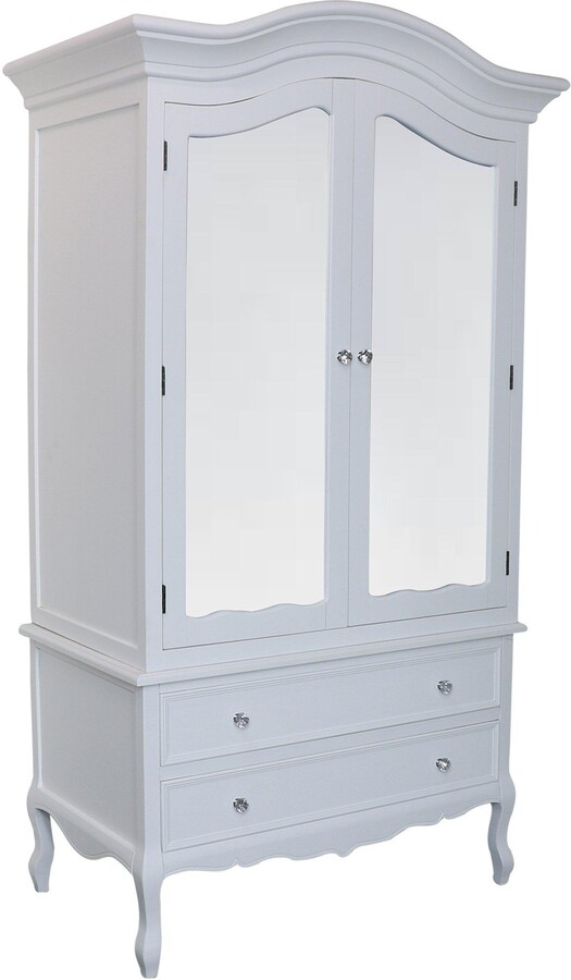 Melody Maison Large White Double Mirrored Wardrobe - Victoria Range ...